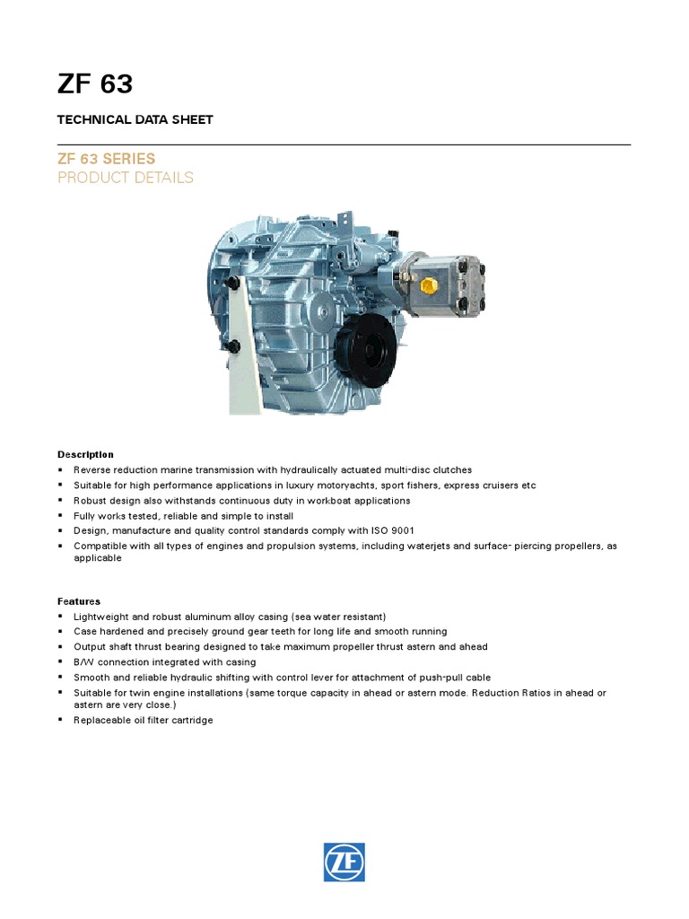 ZF 63 Series: Product Details | PDF | Horsepower | Transmission (Mechanics)