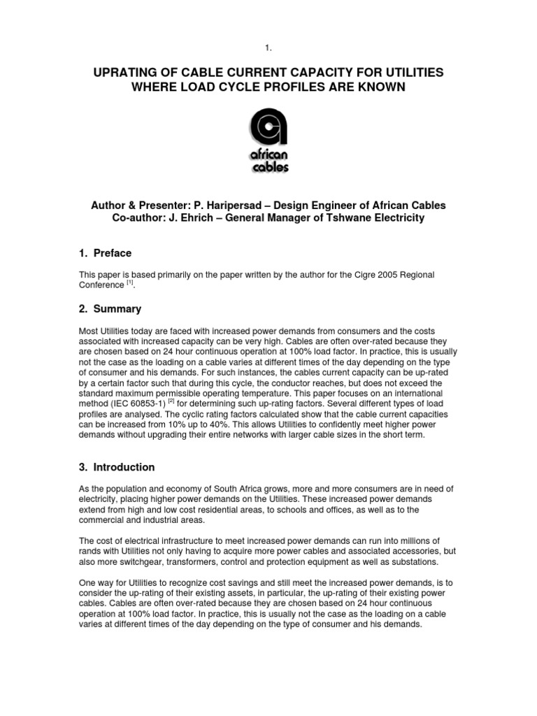 Cable Current Capacity PDF | PDF
