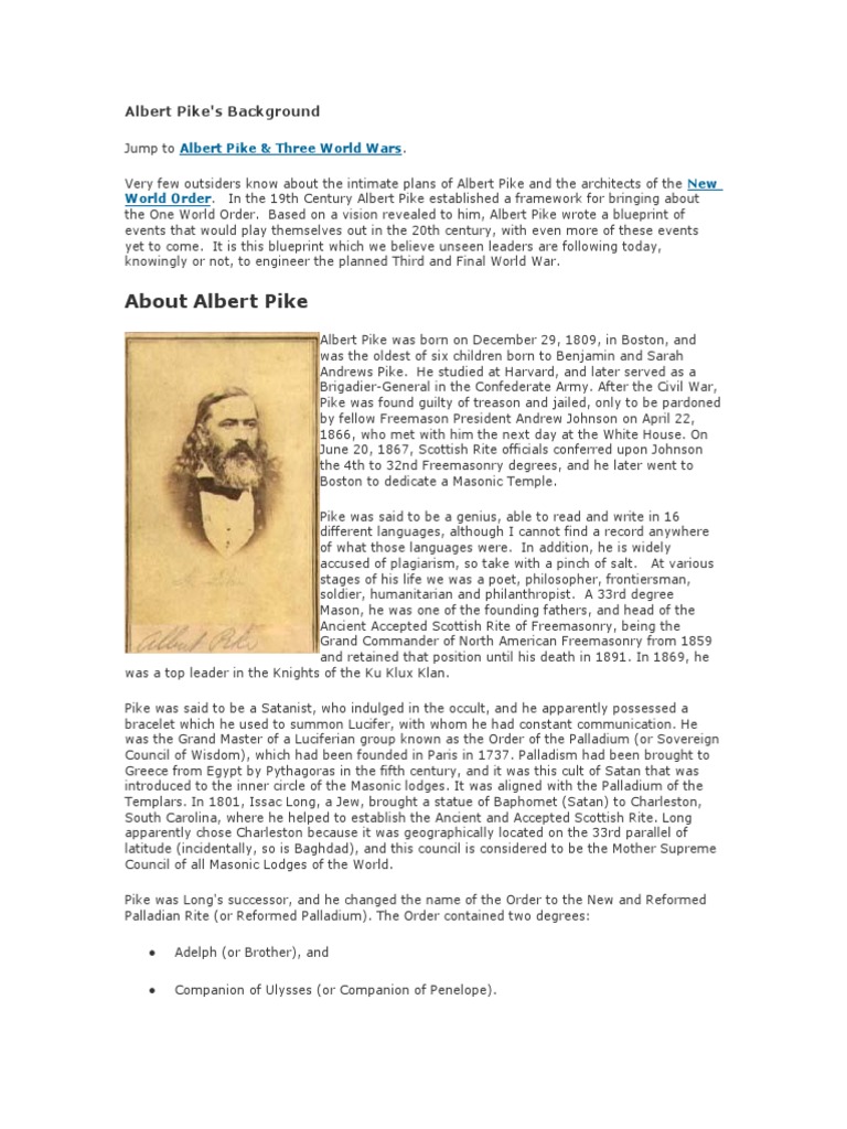 Albert Pike | PDF | Illuminati | Freemasonry