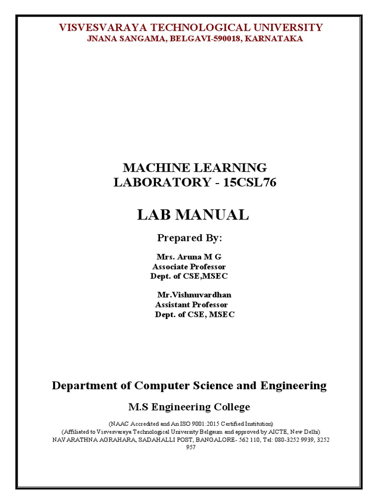 ML Lab Manual | PDF | Machine Learning | Artificial Neural Network
