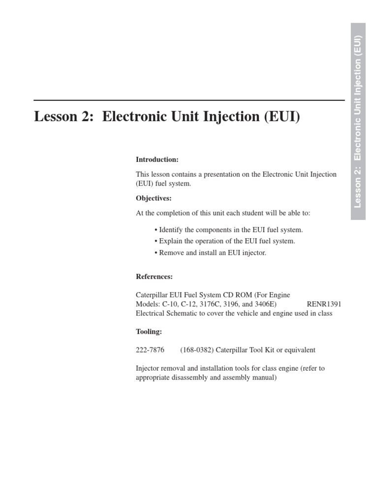 Lesson 2: Electronic Unit Injection (EUI) | PDF | Fuel Injection ...
