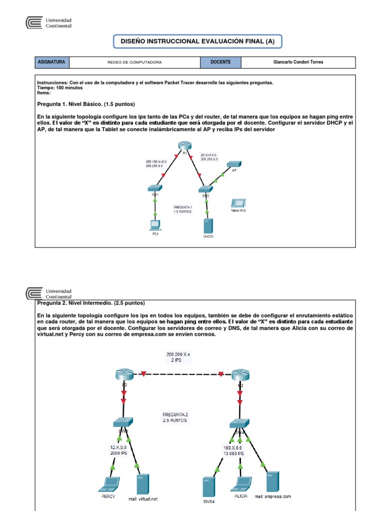 Evaluacion Final A | PDF | Dirección IP | Enrutador (Computación)