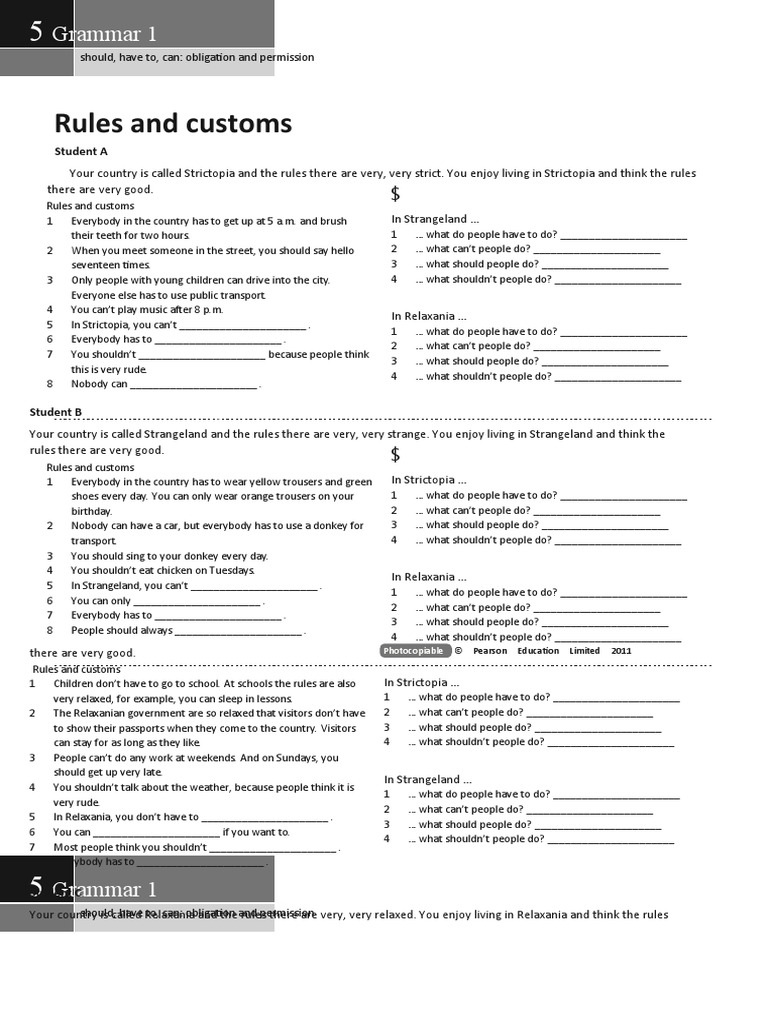 Rules and Customs: Grammar 1 | PDF