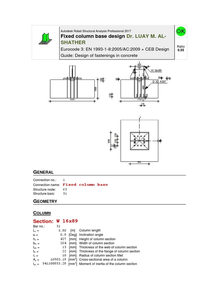 Fixed Column Base Design with Stiffeners | PDF | Screw | Column