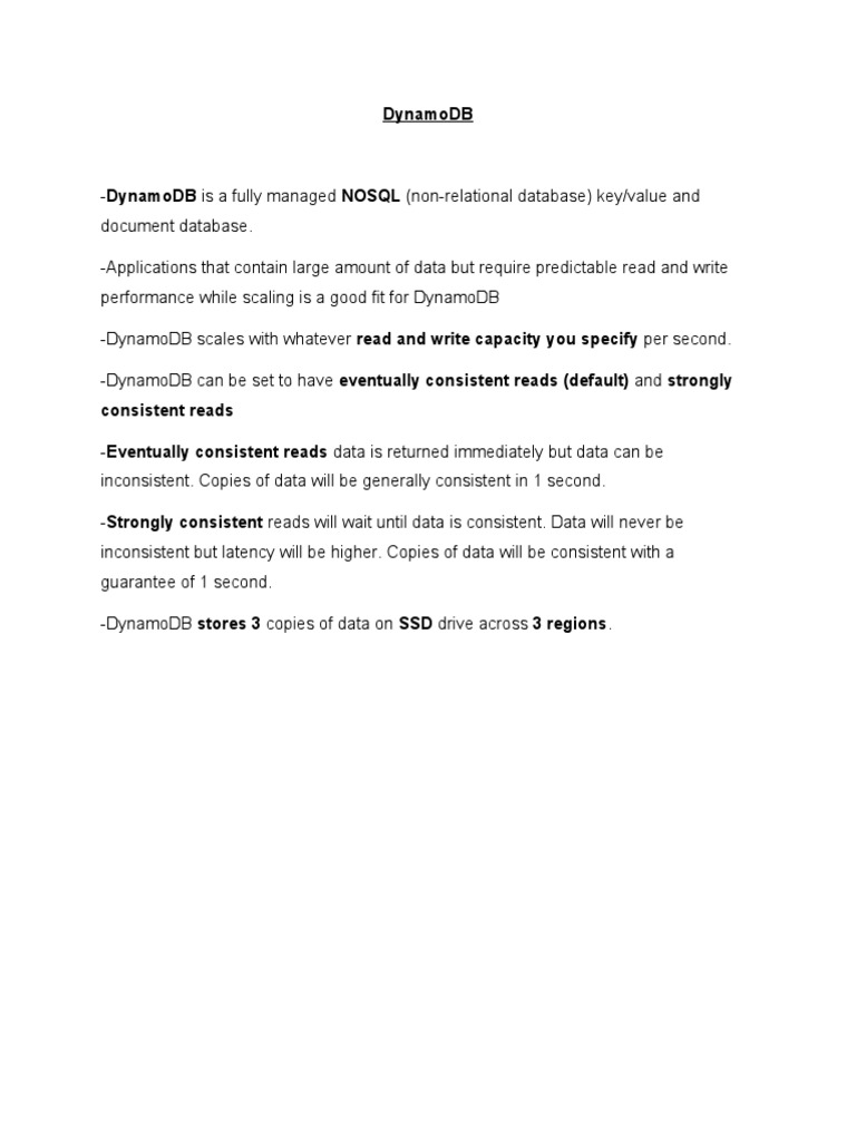 DynamoDB Cheat Sheet | PDF