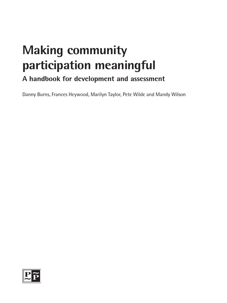 Making Community Participation Meaningful - A Handbook For Development ...