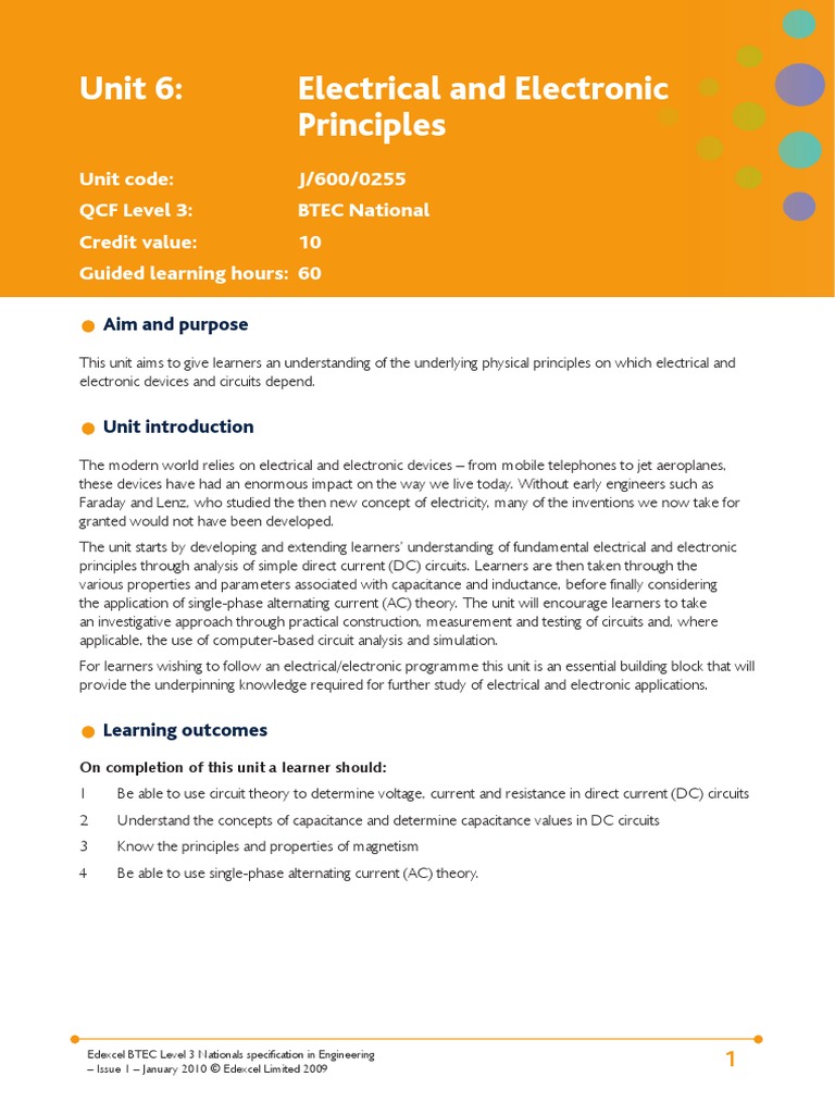 Unit 6: Electrical and Electronic Principles | PDF | Capacitor ...