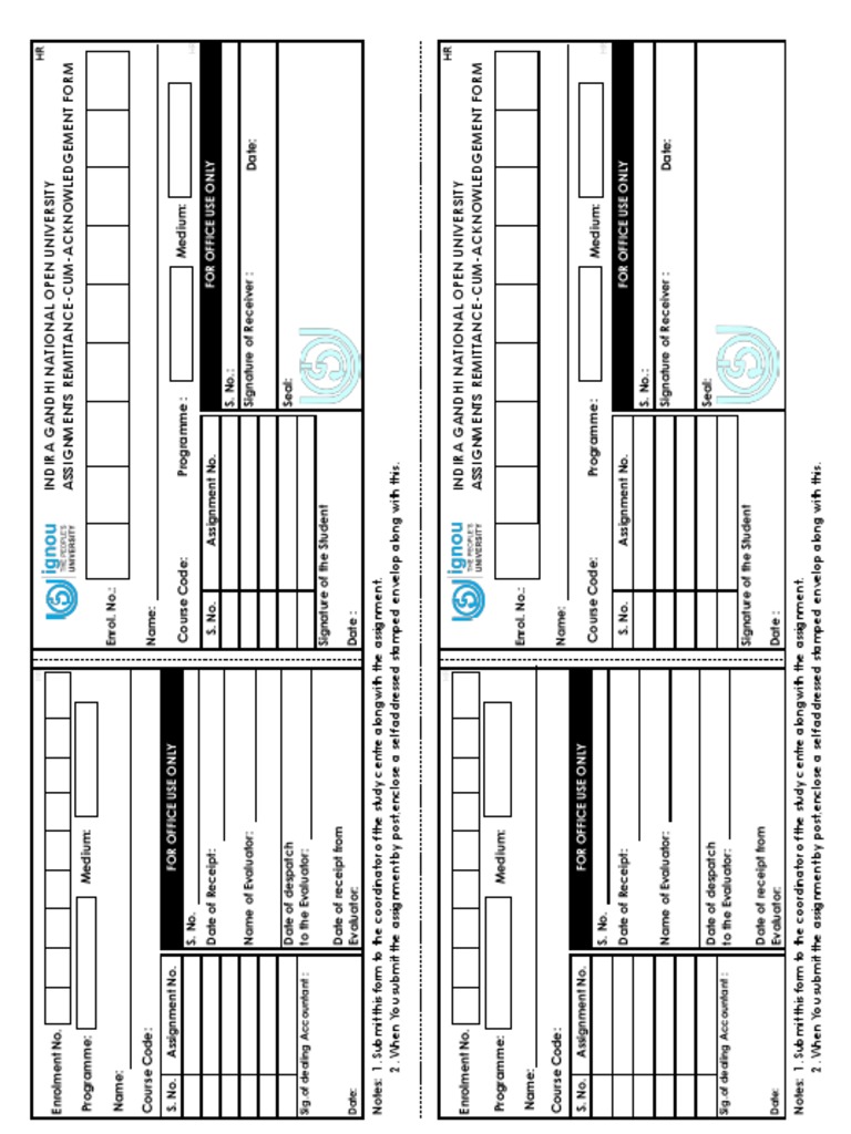 IGNOU Assignment Acknowledgment Slip | PDF | Written Communication ...
