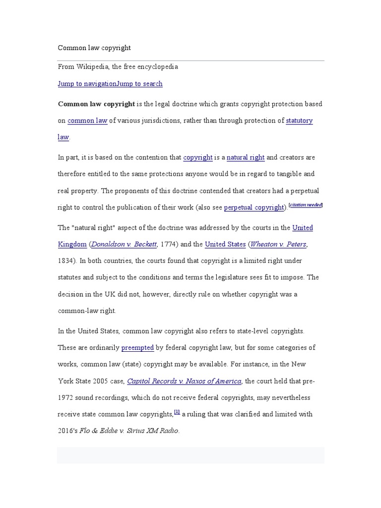 Common Law Copyright 1 | Download Free PDF | Media Freedom | Business Law