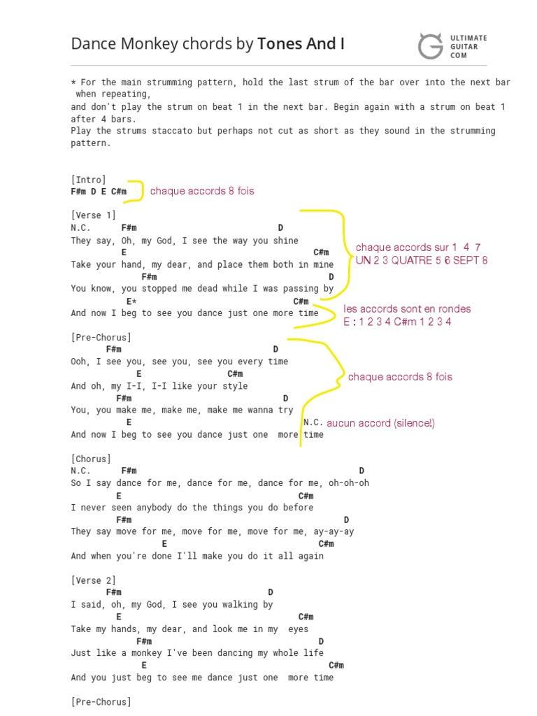 Dance Monkey Chords by Tones and Itabs at Ultimate Guitar Archive PDF | PDF