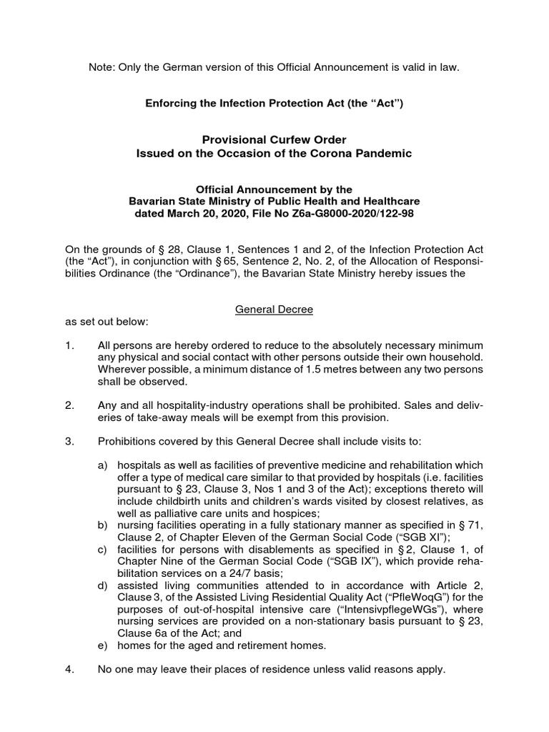 Provisional Curfew Order English | PDF | Assisted Living | Pharmacy