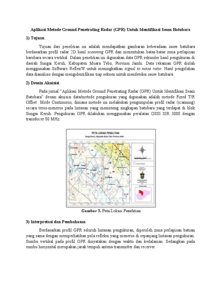 Aplikasi GPR untuk Identifikasi Batubara | PDF