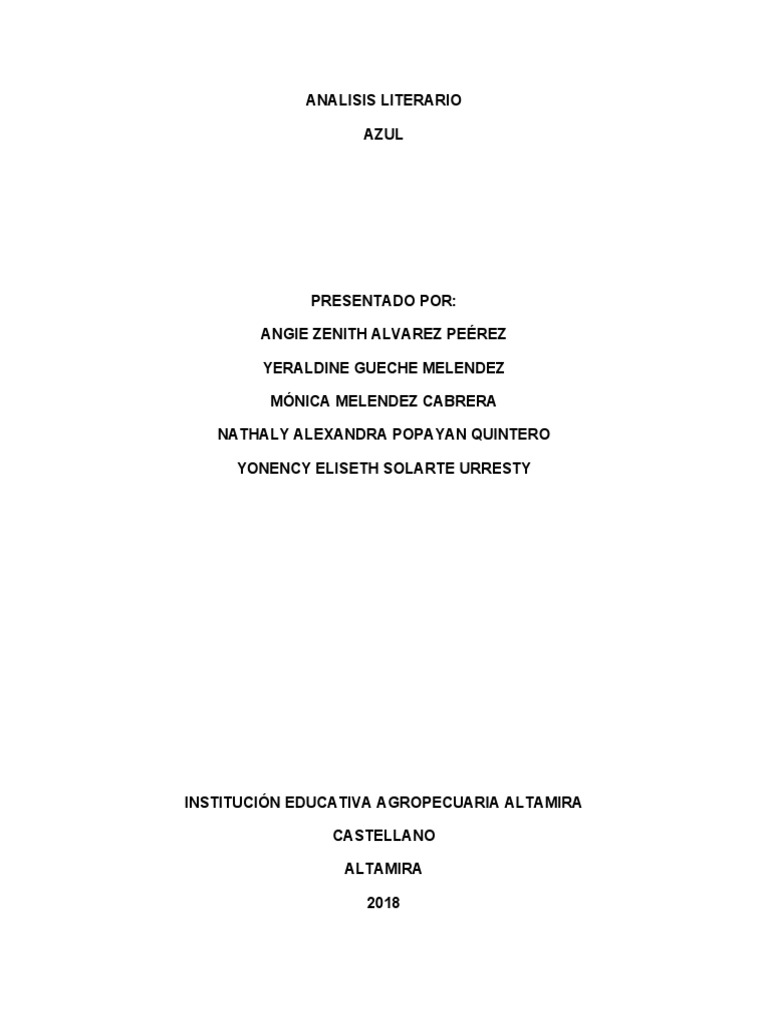 Analisis Literario - Obra Azul (Rubén Darío) | PDF | Poesía