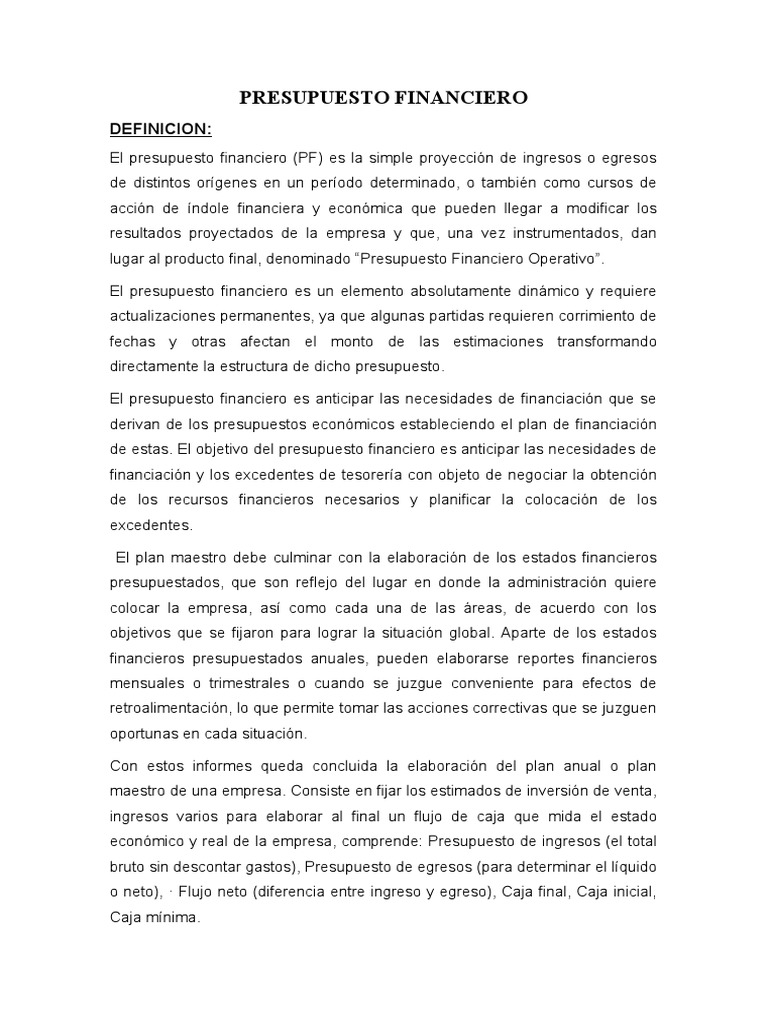 Elementos del Presupuesto Financiero | PDF | Presupuesto | Economias