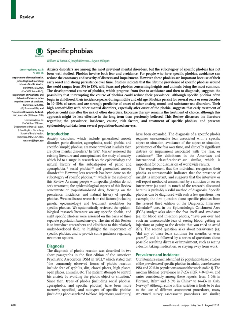 Specific Phobias | PDF | Phobia | Social Anxiety Disorder