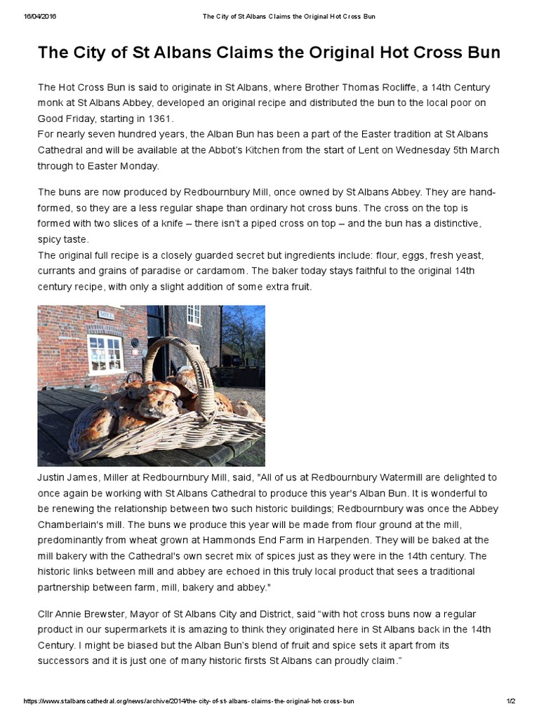 The City of ST Albans Claims The Original Hot Cross Bun - The Cathedral ...