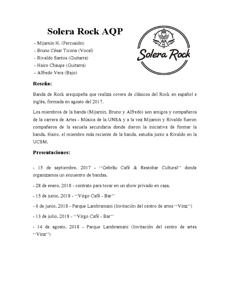 Solera Rock Aqp | PDF | Grupos de música rock | La música rock