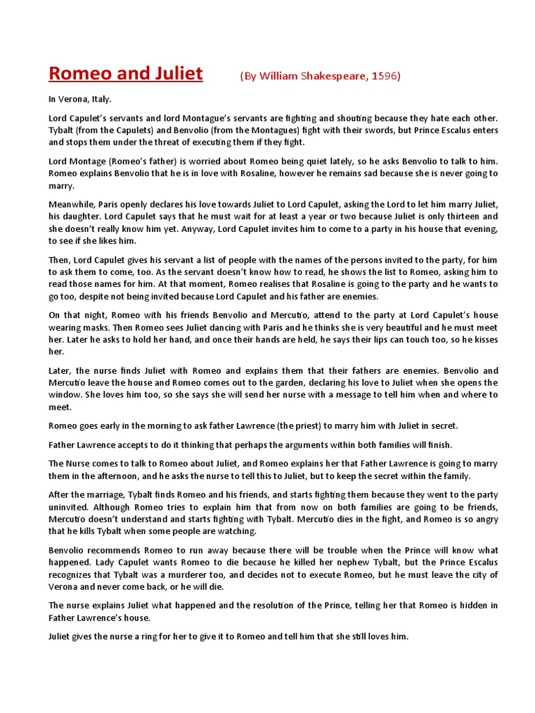 Romeo and Juliet: (By William Shakespeare, 1596) | PDF | Characters In ...