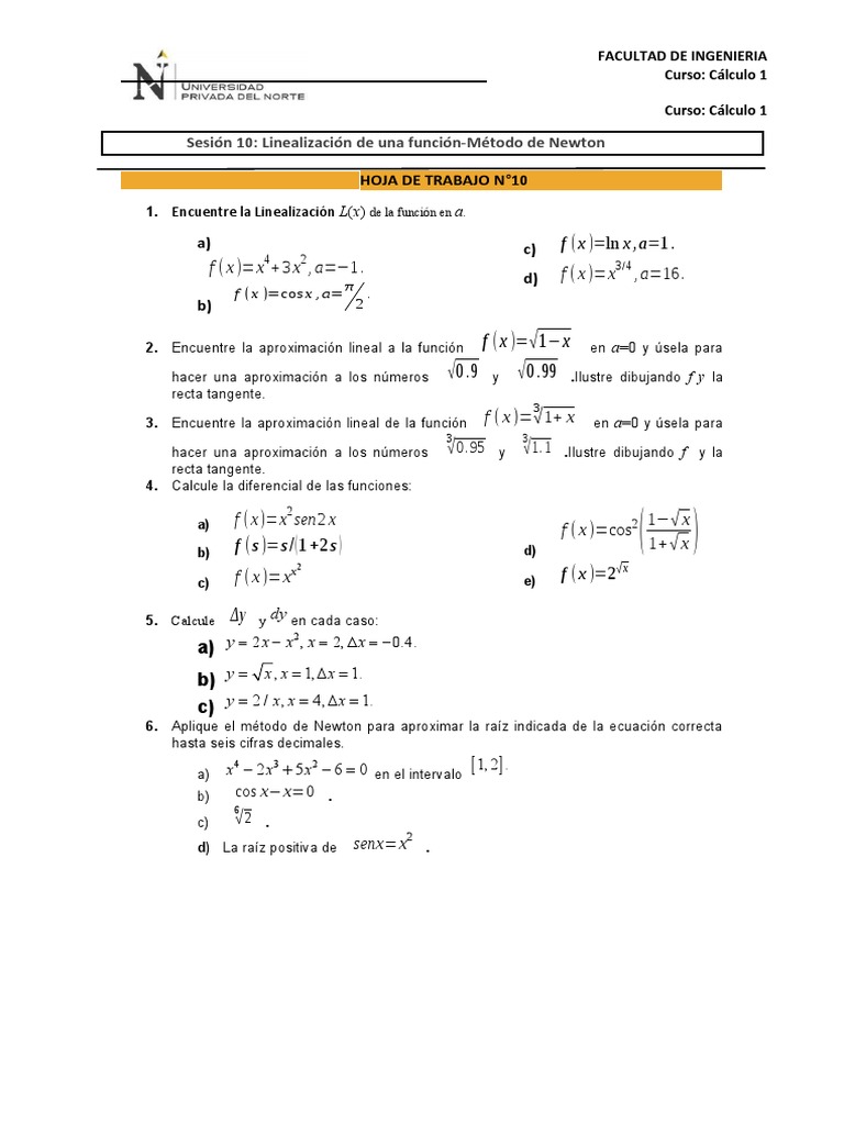 HT10-linealizacion de Funciones-Metodo de Newton | PDF | Ecuaciones ...
