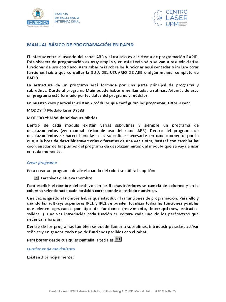 Guía Básica Programación RAPID | PDF | Programa de computadora ...