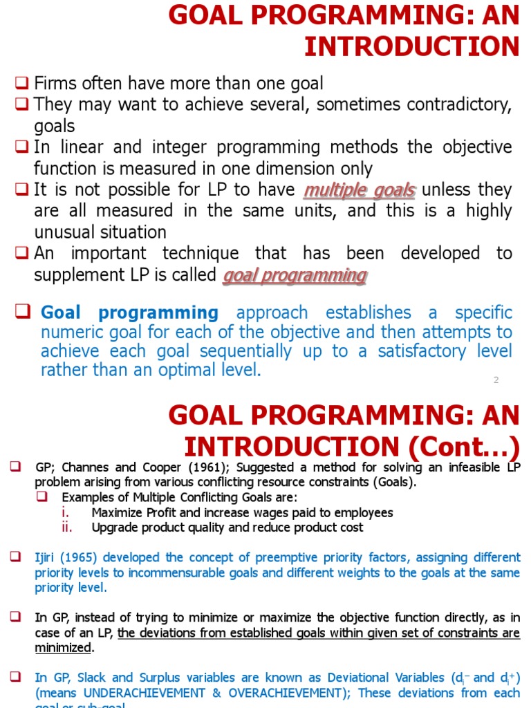 Goal Programming PDF | PDF | Linear Programming | Mathematical Analysis Goal Programming PDF | PDF | Linear Programming | Mathematical Analysis