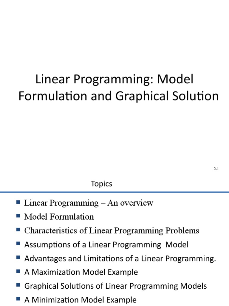Linear Programming Model Formulation And Graphical Solution Pdf Linear Programming