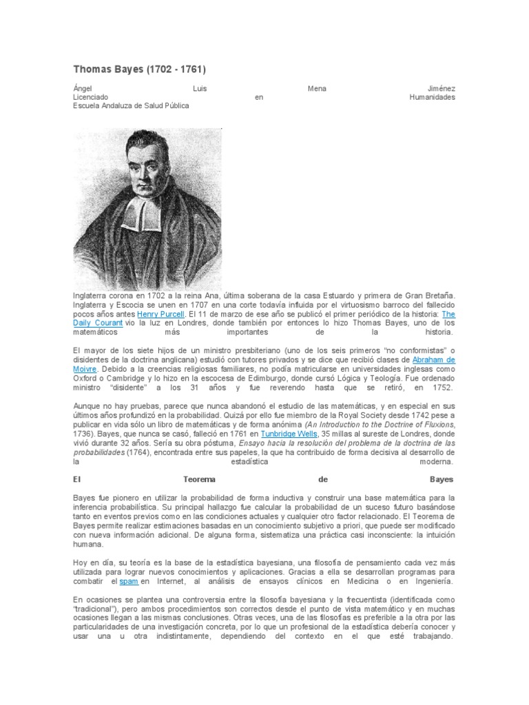 Thomas Bayes | PDF | Probabilidad | Estadísticas