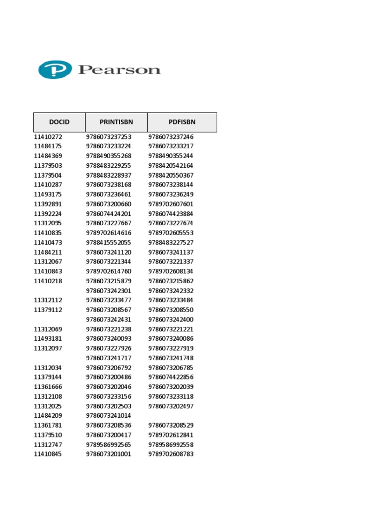 Pearson Education ISBN Catalog | PDF
