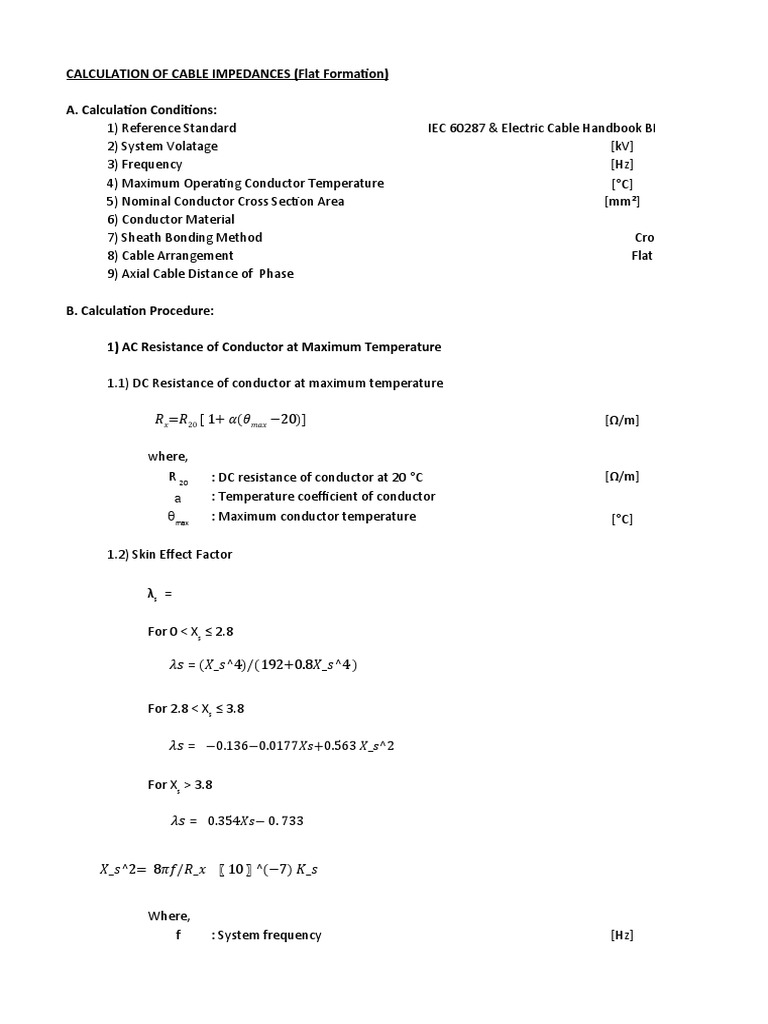 Cable Impedances Calculation | PDF | Electrical Resistance And ...