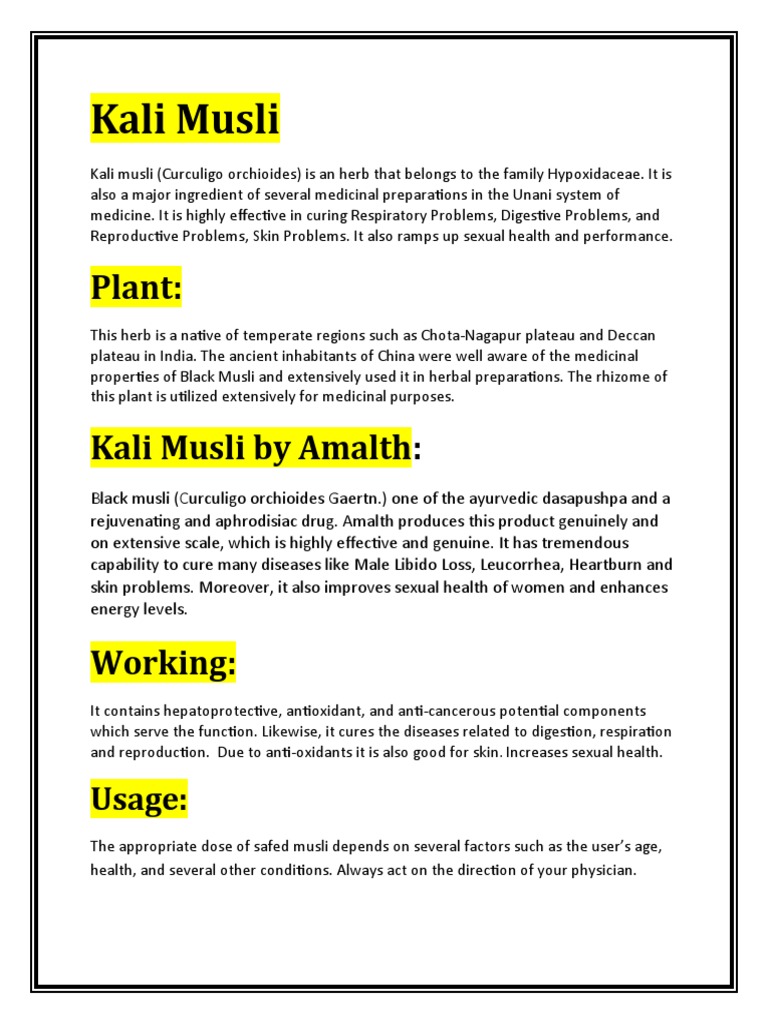 Kali Musli: Plant | PDF