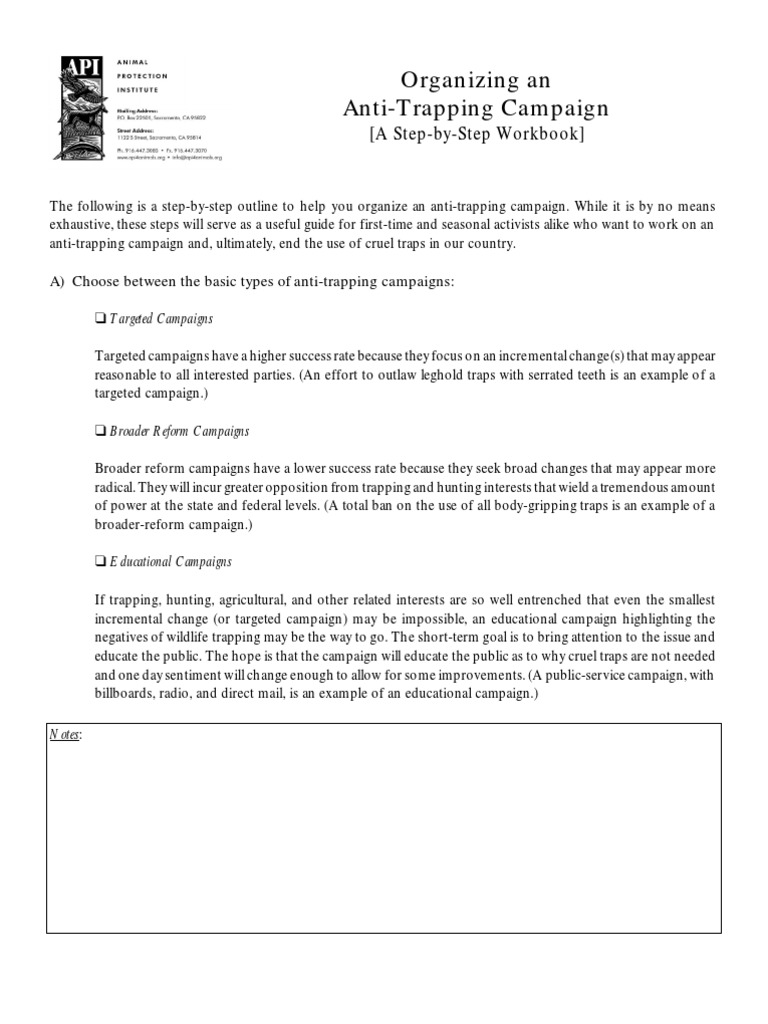 Anti-Trapping Campaign Guide | PDF | Trapping | Initiative