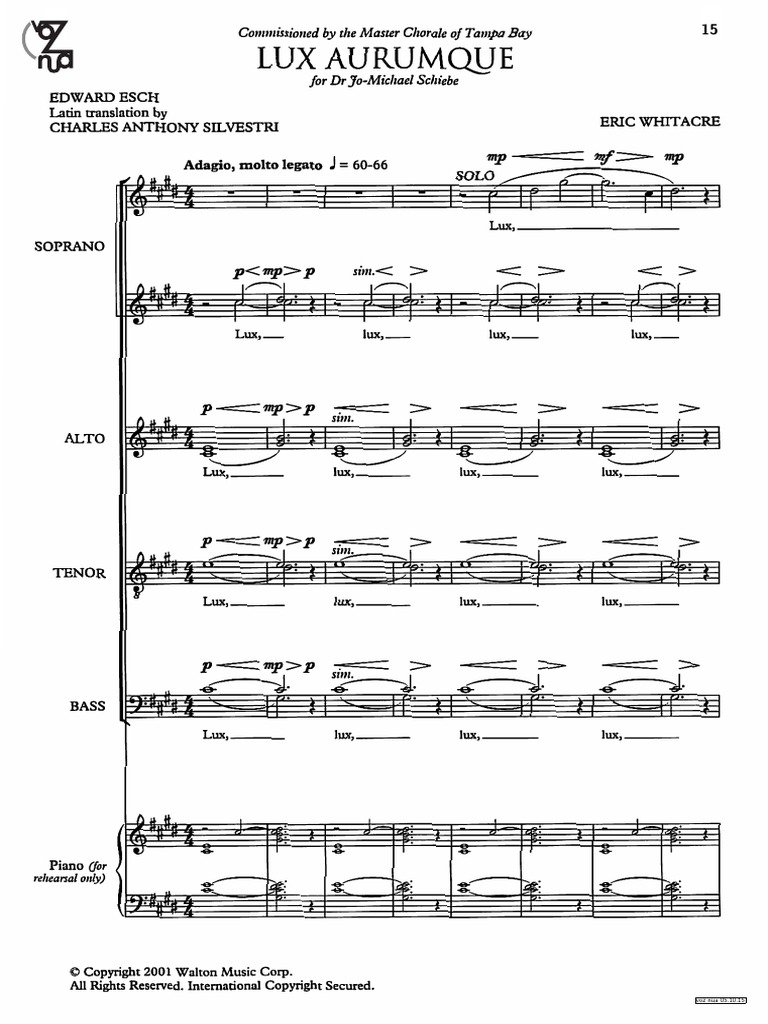Lux Aurumque (Whitacre) | PDF