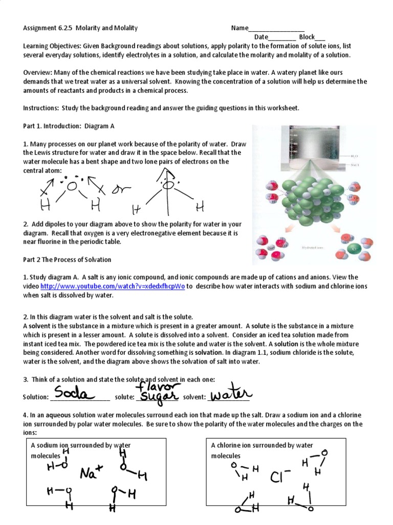 Molarity and Molality ANSWERS | PDF | Solution | Solvation