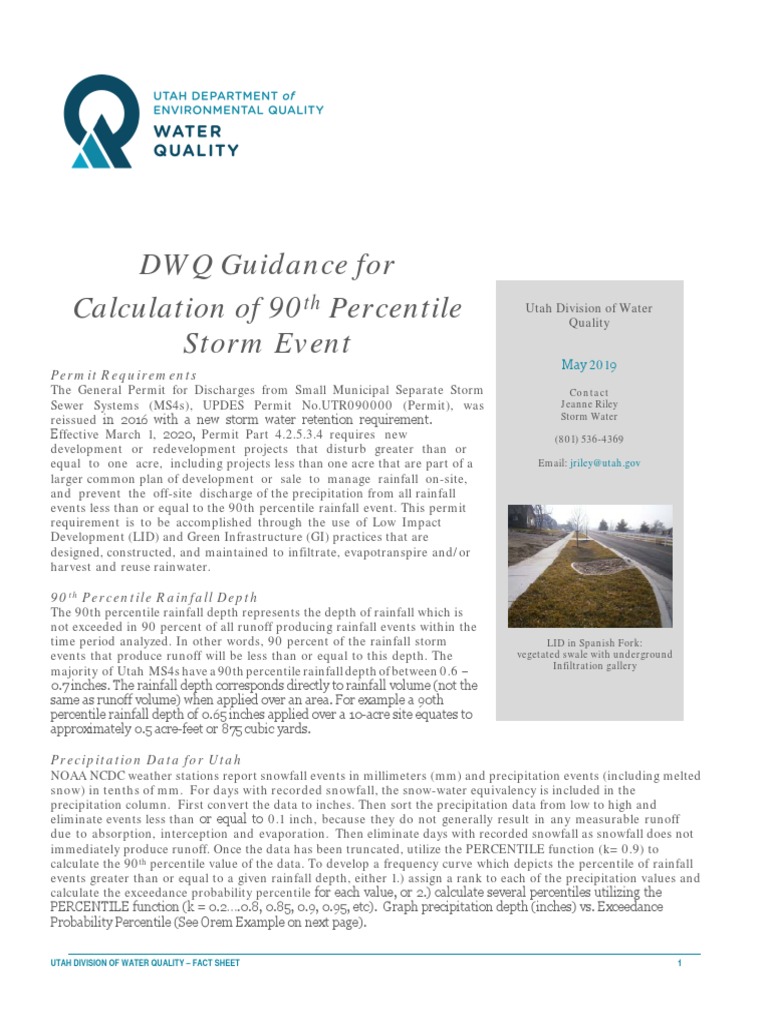 DWQ Guidance For Calculation of 90 Percentile Storm Event: Permit ...