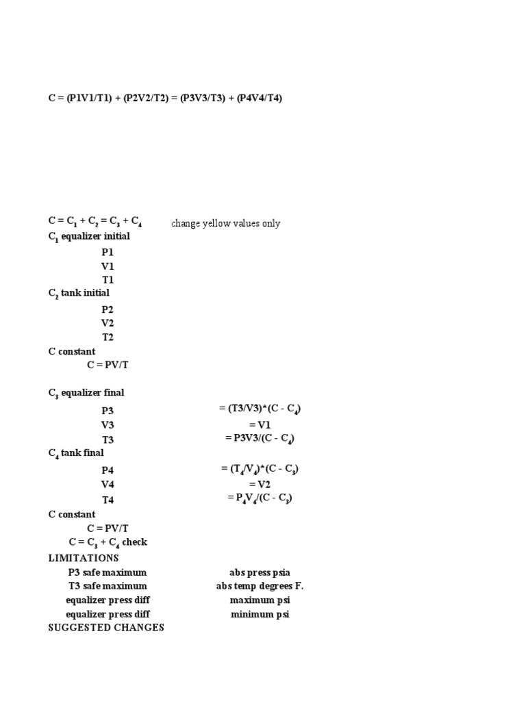 Equalizer Formula Spreadsheet | PDF | Pressure | Physical Quantities