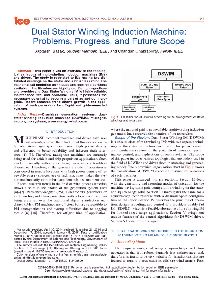 Dual Stator Winding Induction Machine - Problems, Progress, and Future Scope PDF | PDF | Power ...