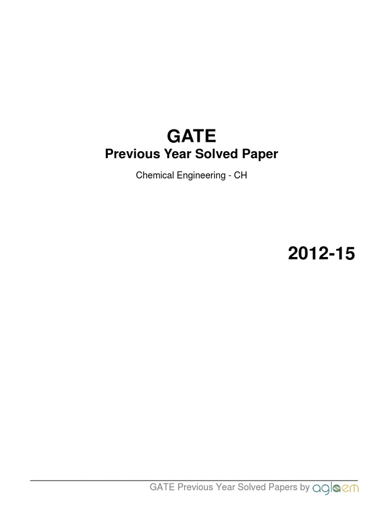 GATE Chemical Engineering 2012-2015 Solved Papers | PDF | Reaction Rate ...