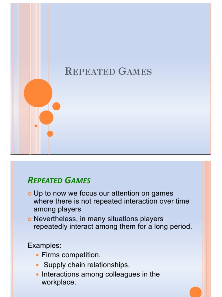 Lecture 10 Repeated Games | PDF | Profit (Economics) | Microeconomics