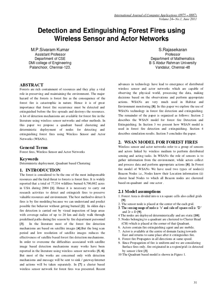 Detection and Extinguishing Forest Fires PDF | PDF | Wireless Sensor Network | Wildfire