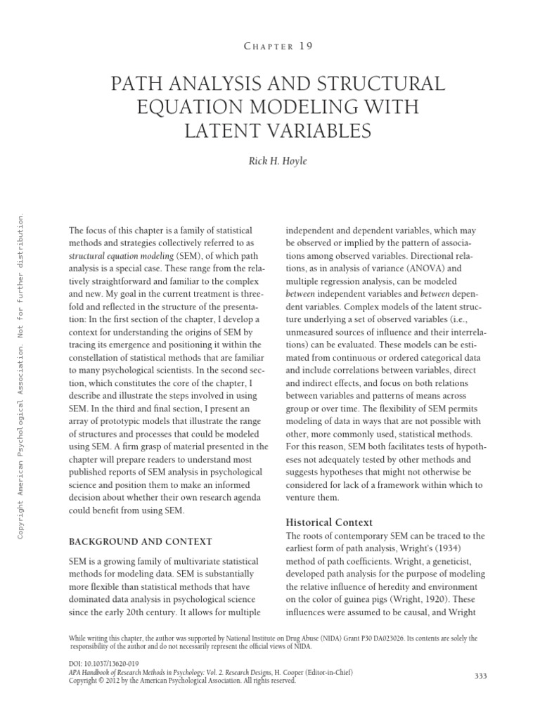 Path Analysis and Structural Equation Modeling With Latent Variables ...