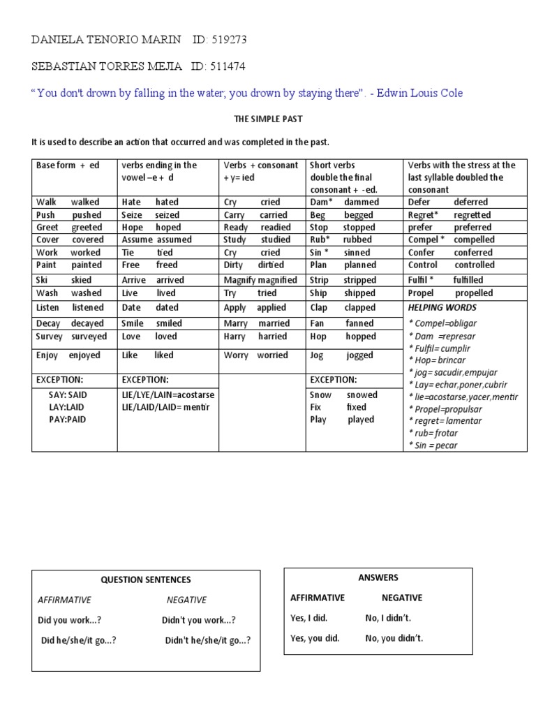 The Simple Past Grammar 1 | PDF | Linguistics | Semiotics