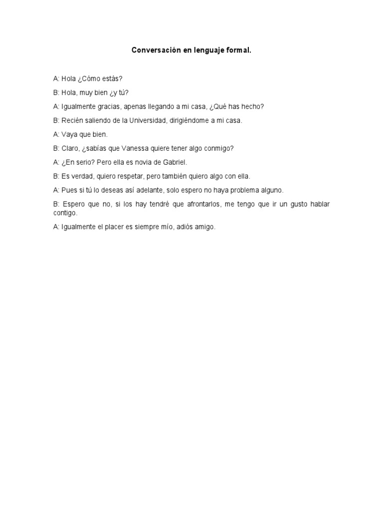 Dialogo Informal, Formal y Vulgar | PDF