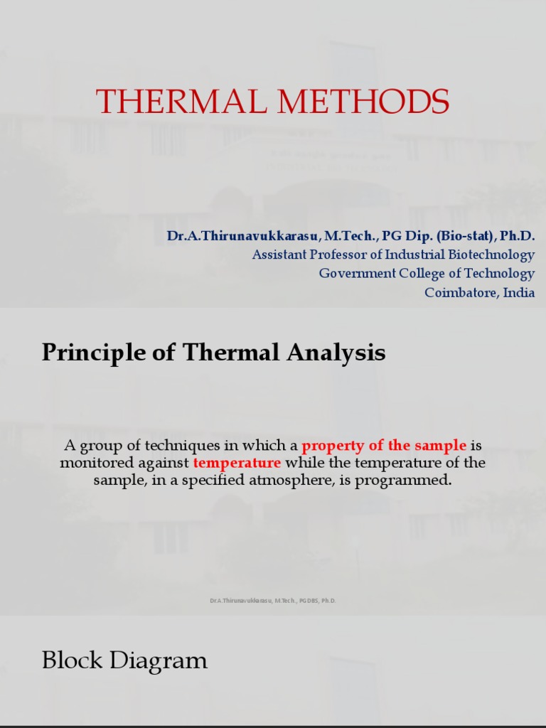 Thermal Methods | PDF | Differential Scanning Calorimetry | Thermogravimetric Analysis