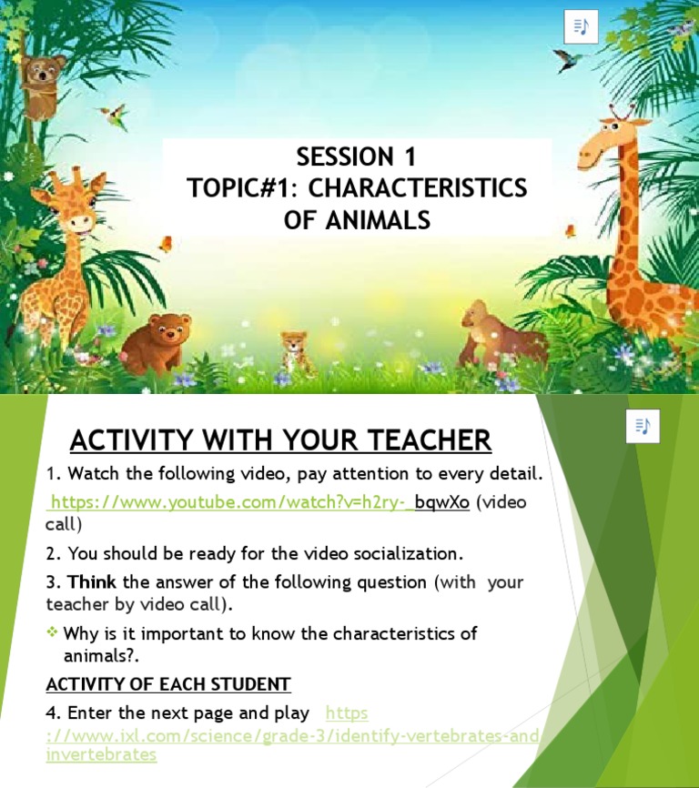Session 1 Topic#1: Characteristics of Animals | PDF | Games & Activities