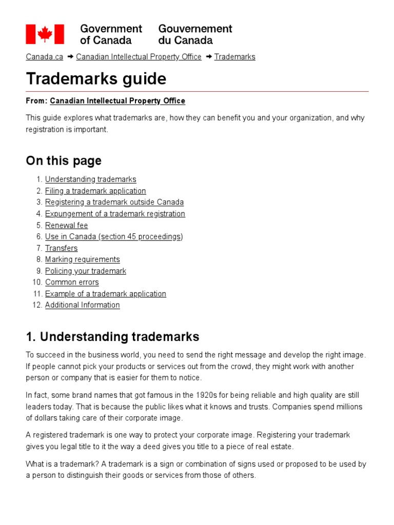 Trademarks Guide: On This Page | PDF | Domain Name Registrar | Trademark