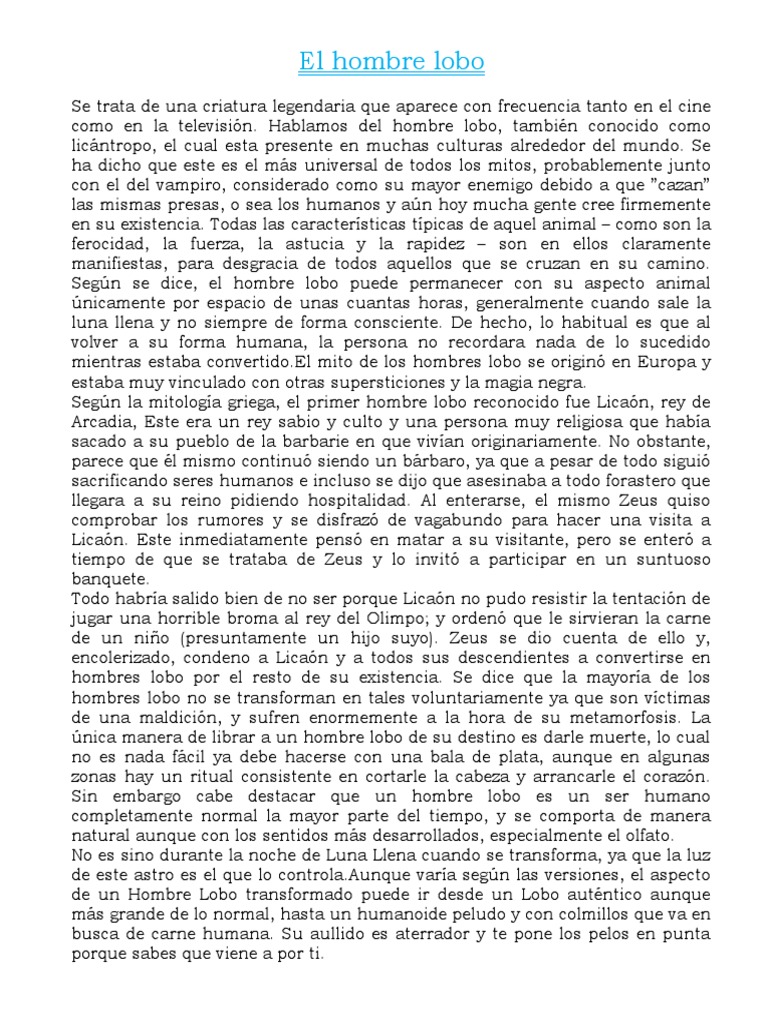 El Hombre Lobo | PDF | Hombres lobo | Religión y creencia