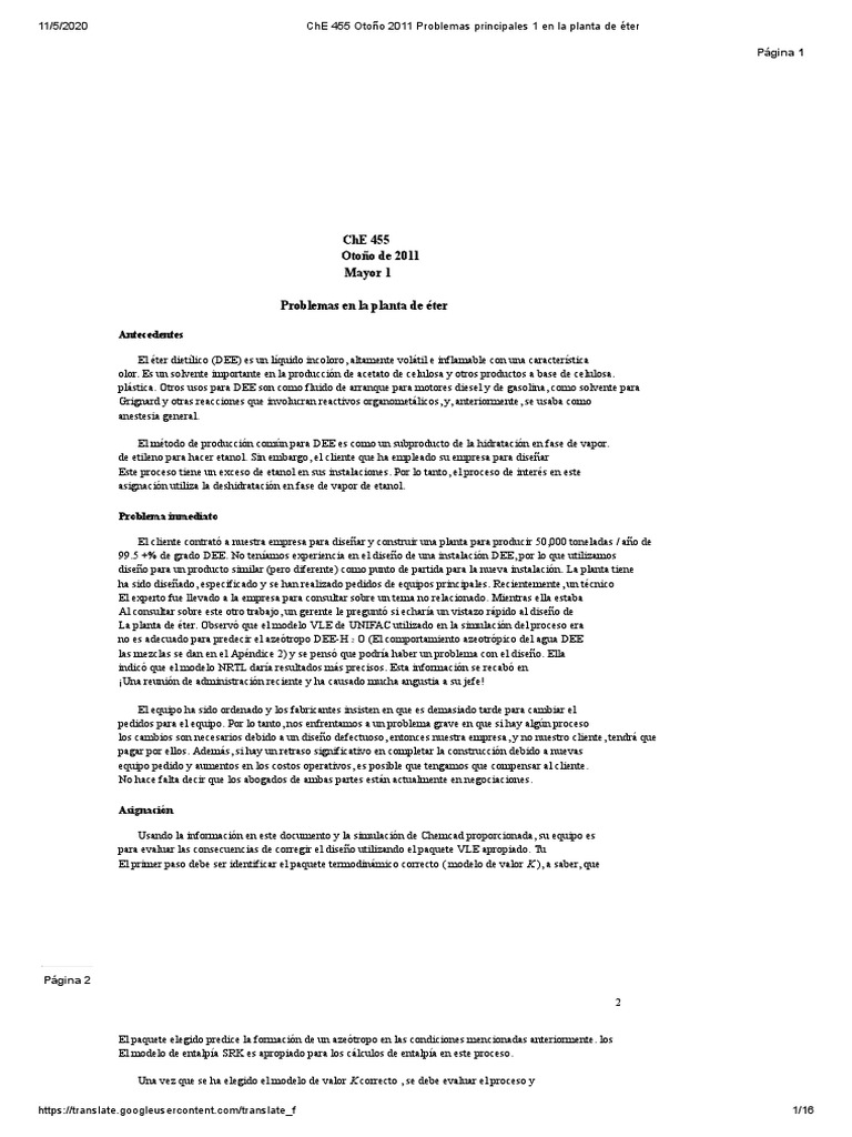 Dietil Eter PDF | PDF | Reactor Quimico | Etanol