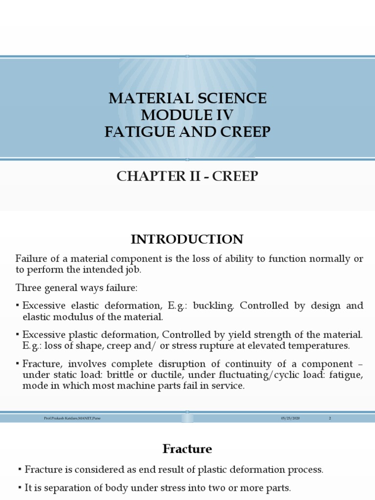 Material Science Fatigue and Creep | PDF | Fracture | Creep (Deformation)