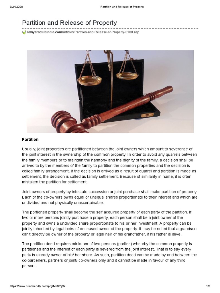 Partition and Release of Property | PDF | Deed | Private Law