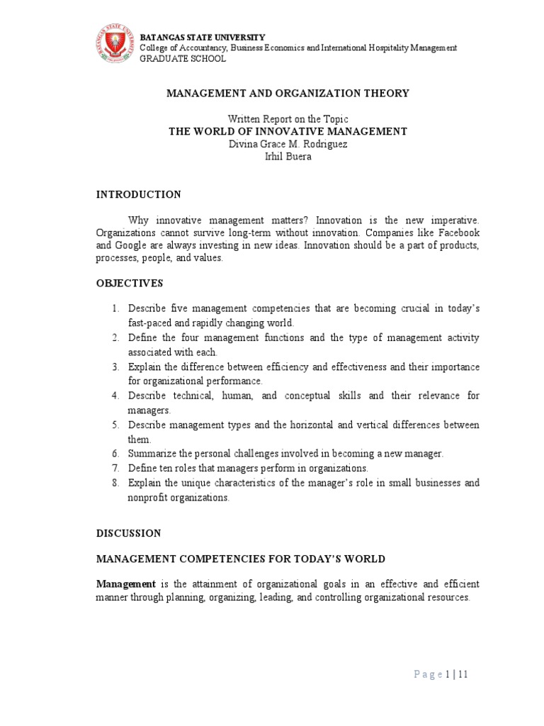 Written Report MGT Org | PDF | Goal | Skill